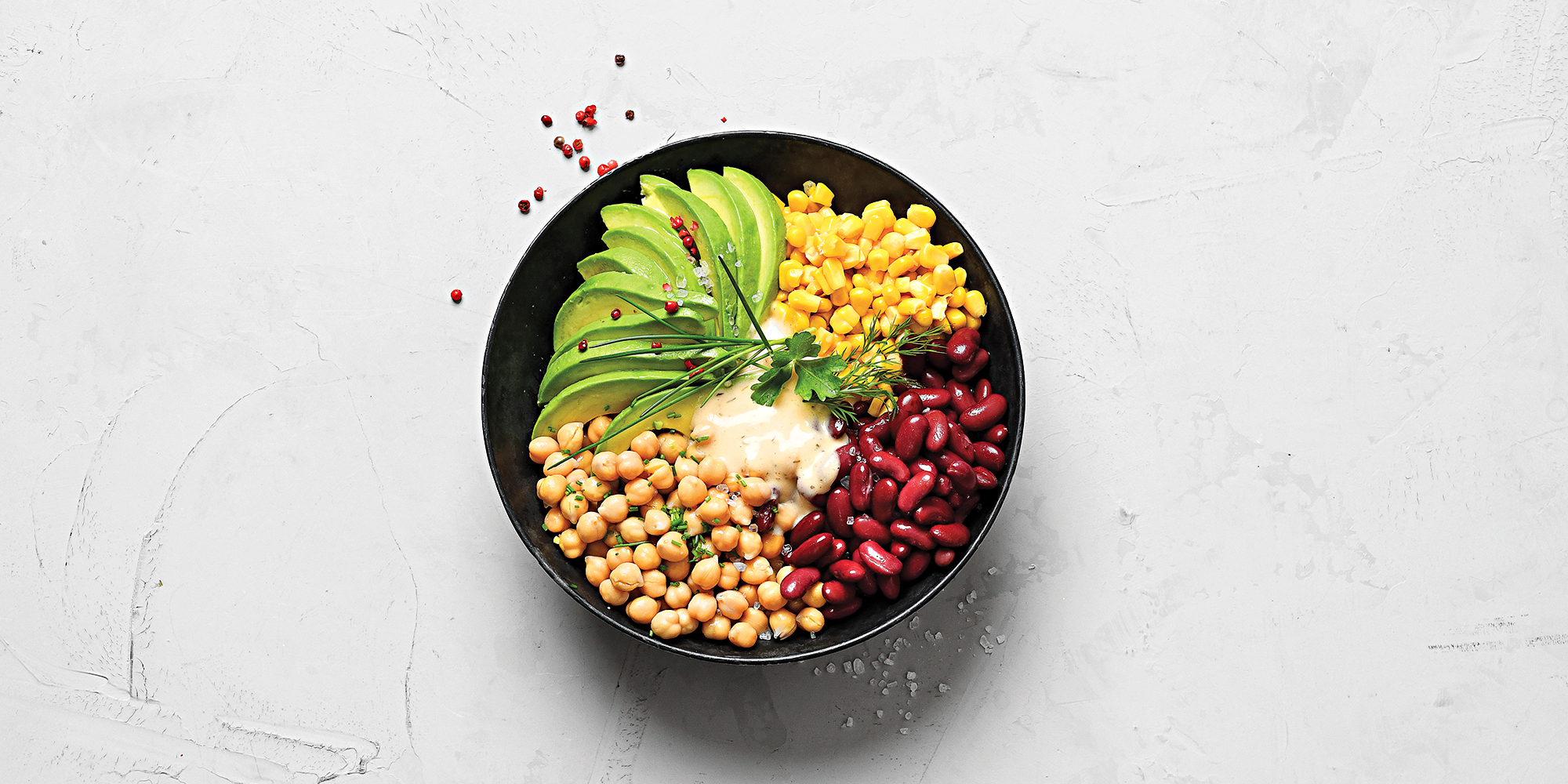 Rezept für Vegetarische Bowl mit Avocado